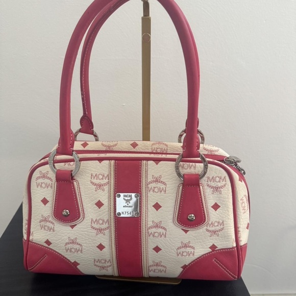 MCM | Bags | Mcm Red And Cream Satchel Bag | Poshmark